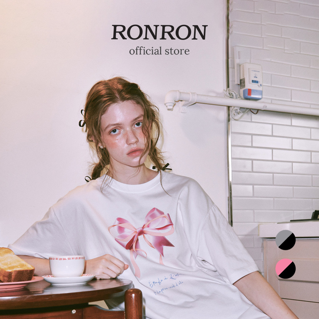 [RONRON] Double Ribbon Over Fit T Shirt / 2colors | Shopee Thailand