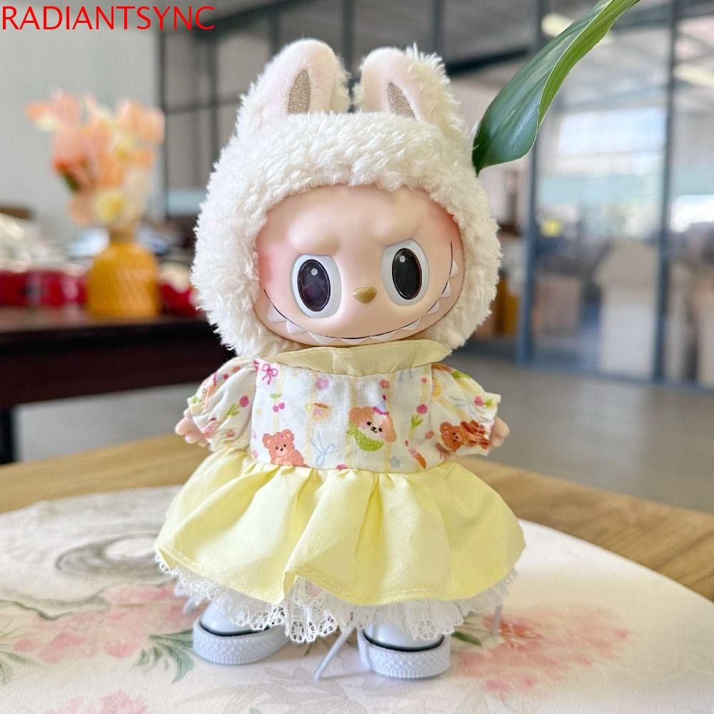 Radiantsync Labubu ตุ๊กตาตุ๊กตาชุด,นั่ง Party Series สีเหลือง Suspenders Labubu Time เสื้อผ้า,คอ ...