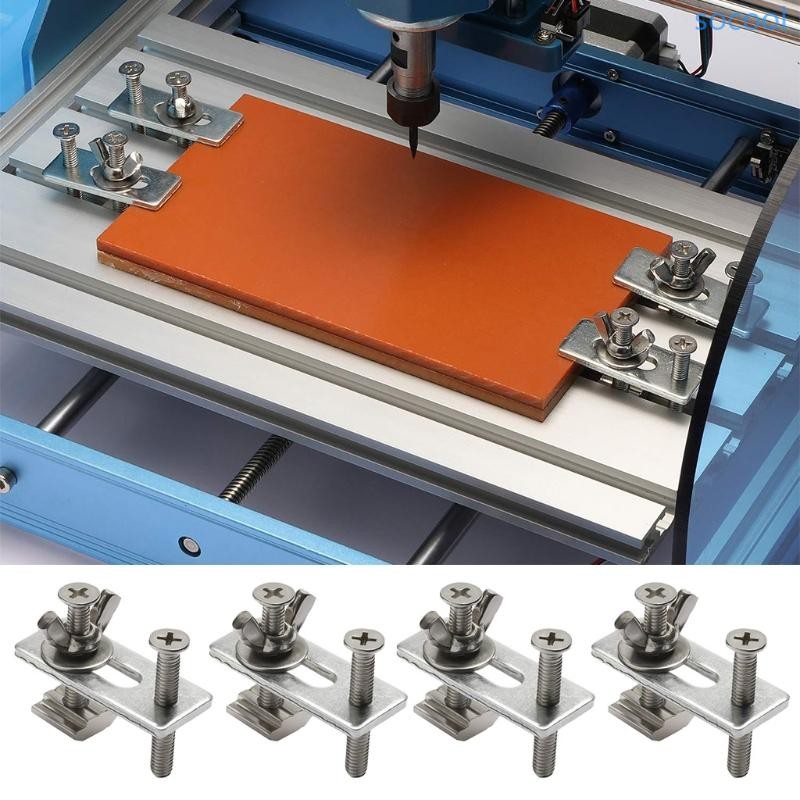 Soc * 4 ชิ้น M6 T-Track Hold Down Clamp Kit กดแผ่นสําหรับตารางเลื่อยแกะสลักสําหรับ 3018 Series ...