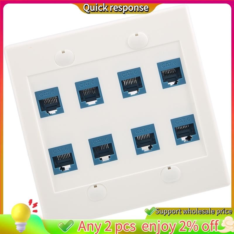 In -Ethernet Wall Plate 8 Port - Double Gang Cat6 RJ45 Jack Network ...