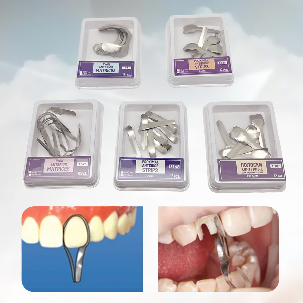 แถบเมทริกซ์ทันตกรรม Twin Anterior Matrices สแตนเลส Proximal Anterior ...