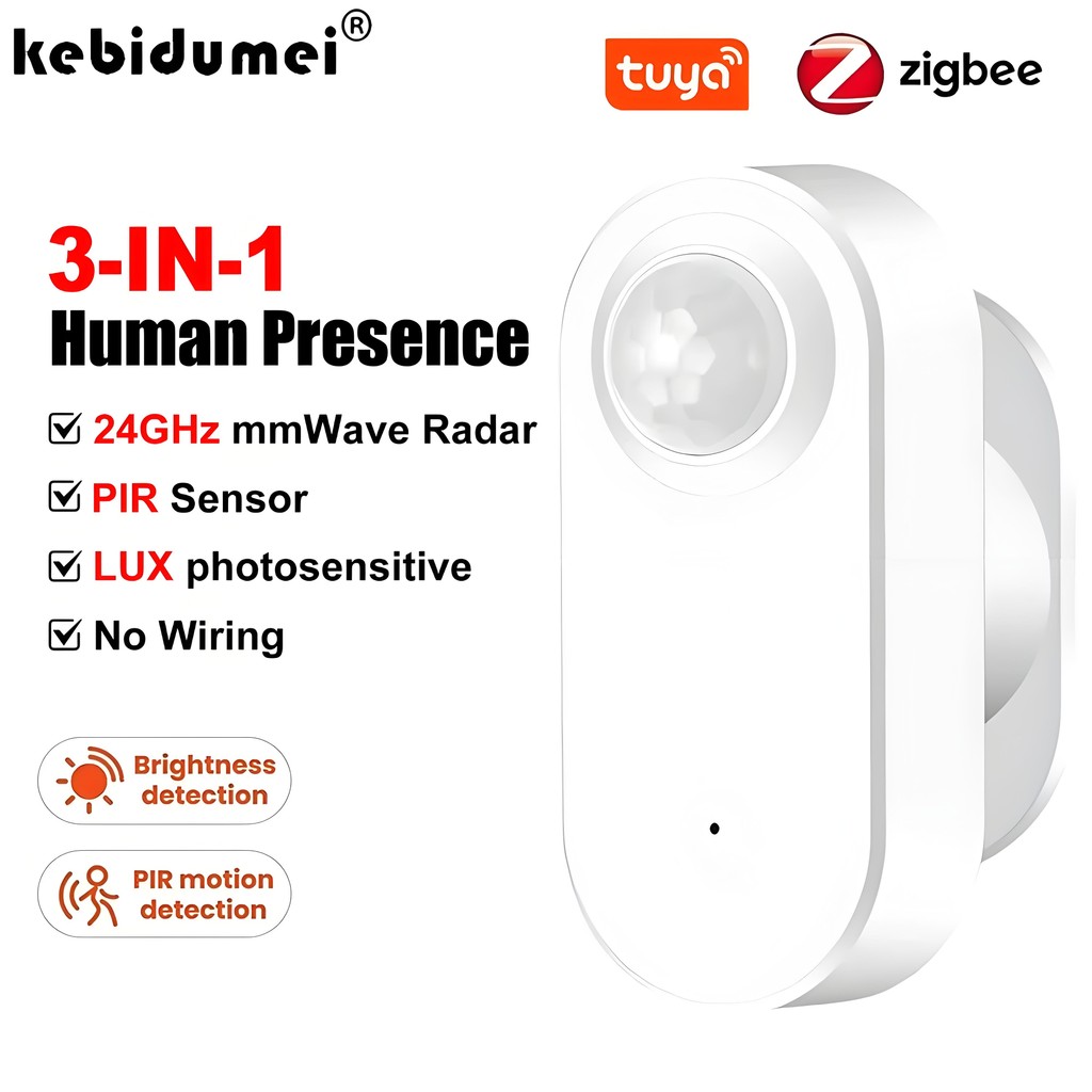 Zigbee 3-IN-1 Human Presence Detector Luminance/Distance Detection สมาร์ท PIR Motion Sensor ...