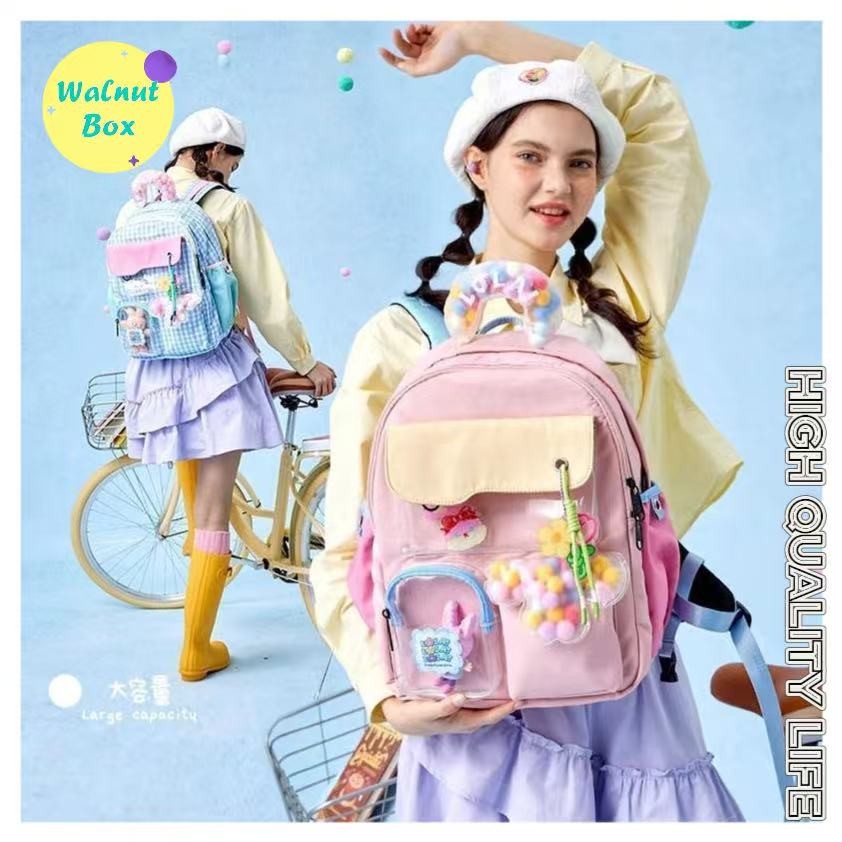 DOUGHNUT Girls Niche Cute Class School Bag Travel กระเป๋าเป้สะพายหลัง ...