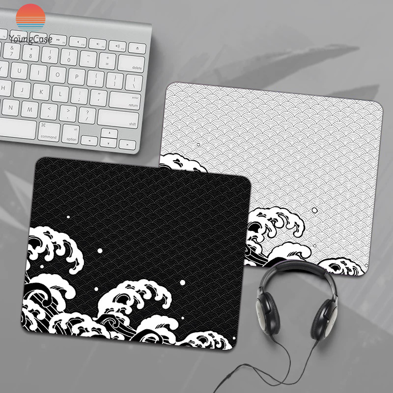 Deskmat Gaming Mousepad Keyboard Pad Anti Slip Mini Black White Sea ...