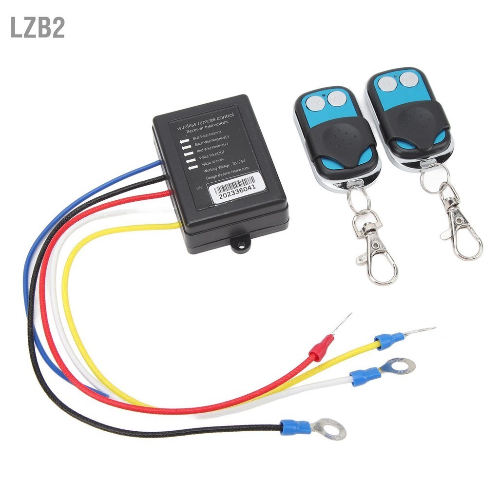 LZB2 ชุดรีโมทคอนโทรลไร้สาย Winch 434MHz DC12V 24V 50ft ช่วง Universal Fit สำหรับรถบรรทุก ATV SUV ...