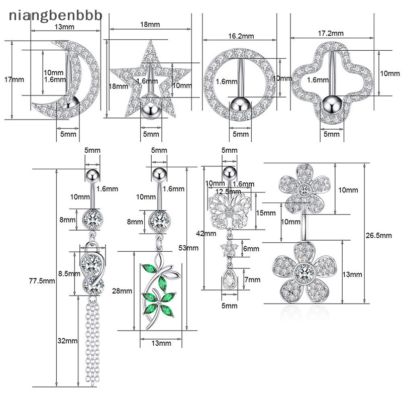 (niangbenbbb) 1 ชิ้นเซ็กซี่ Inverted Rod Four-leaf Clover Belly ปุ่ม ...