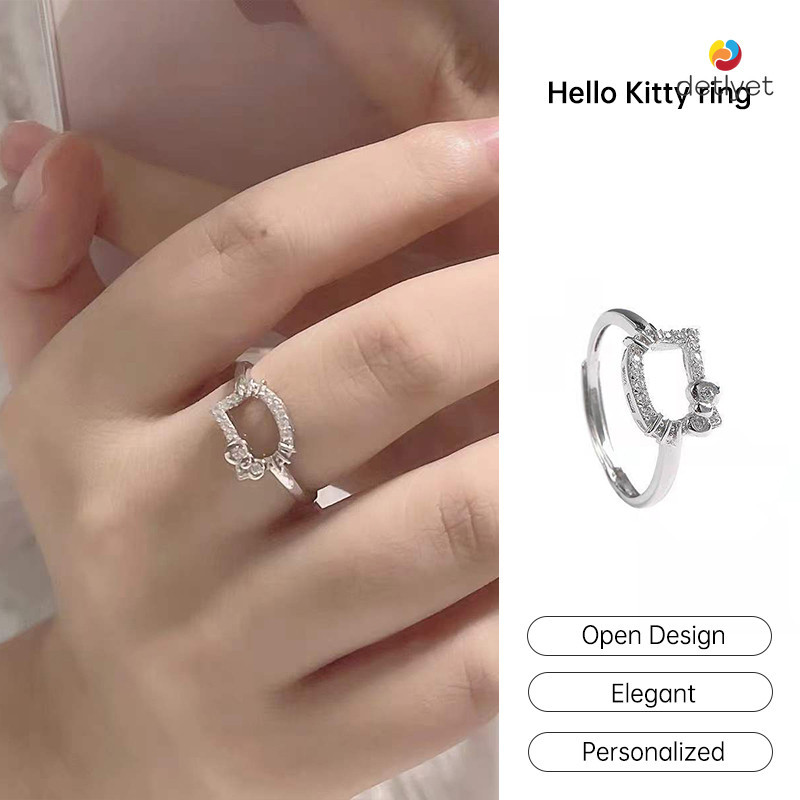 COD🌷น่ารักหวาน Hello Kitty เปิดแหวนสาวการ์ตูนแหวนปรับได้ของขวัญเพื่อน ...