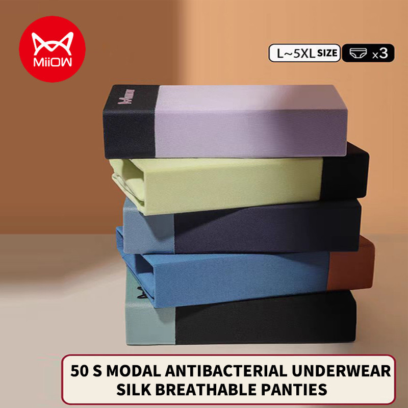 Miiow 3 ชิ้น 50 วินาที Modal ต้านเชื้อแบคทีเรียกางเกงผู้ชายนักมวย Man Silky Breathable Men ...