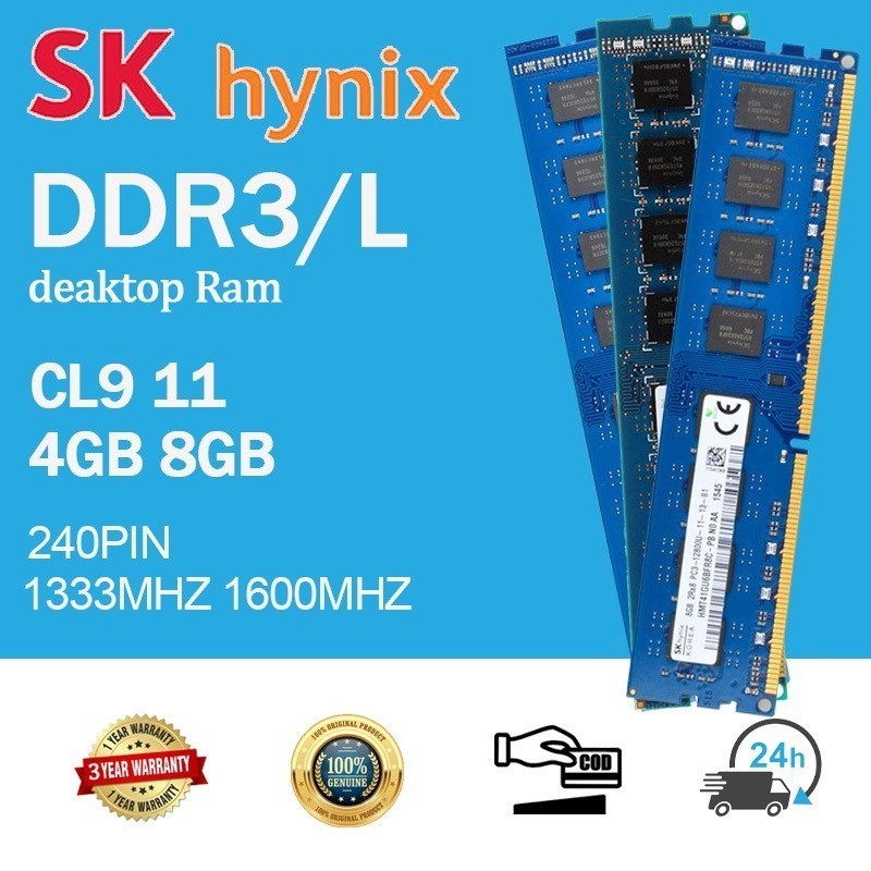 [24H Sent] Sk Hynix 4GB 8GB DDR3 DDR3L โมดูลหน่วยความจําเดสก์ท็อป 1333Mhz 1600Mhz PC3 PC3L 10600 ...