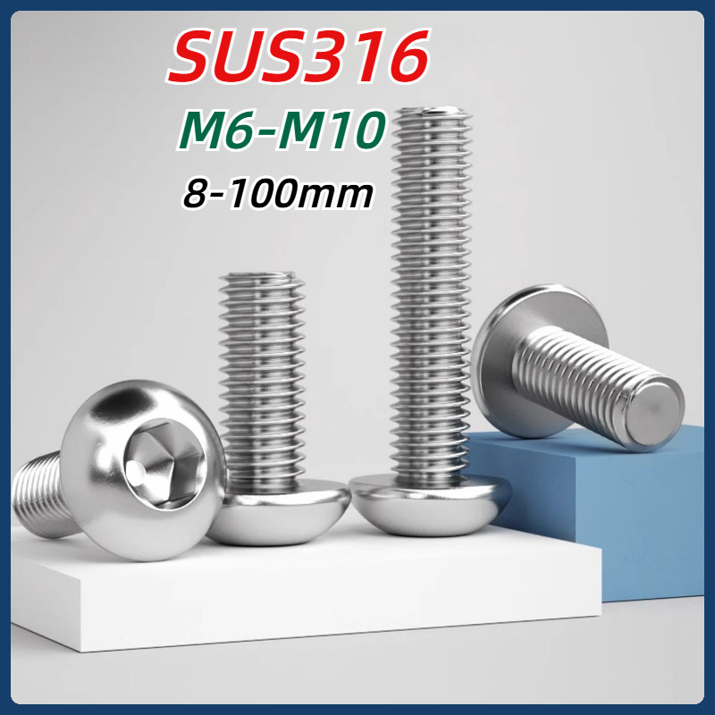 [WDY] M6/m8/m10 SUS316 สกรูหัวหกเหลี่ยมหัวกลมสแตนเลส | Shopee Thailand