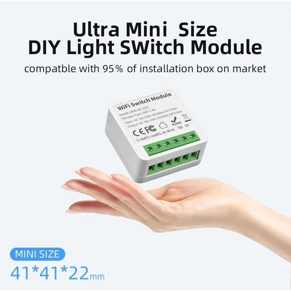 Mini Smart Switch WiFi Tuya โมดูลควบคุม 2 ช่อง 10A - MINI-W1-2CH ...