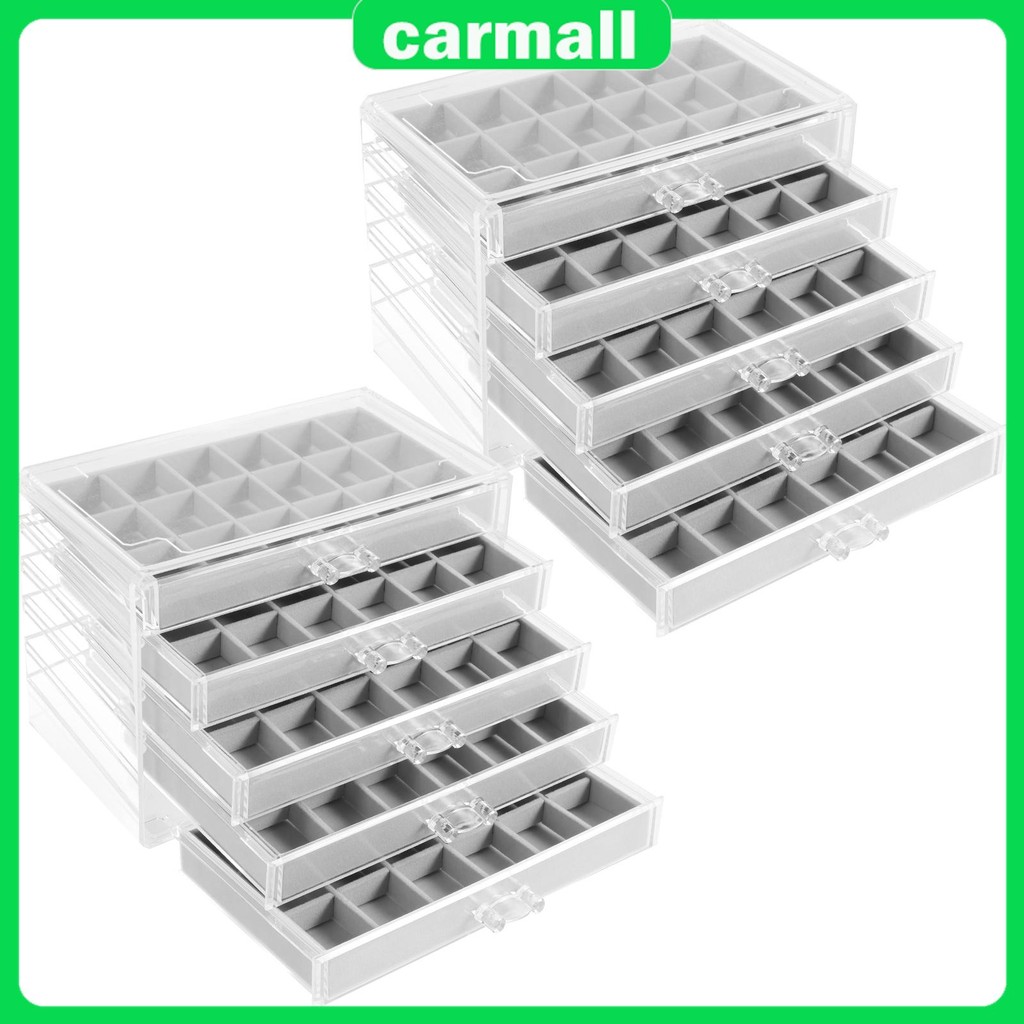 2 ชิ้น Rock Display Case Clear Rock Collection กล่อง 90 กริดปรับ Rock ...