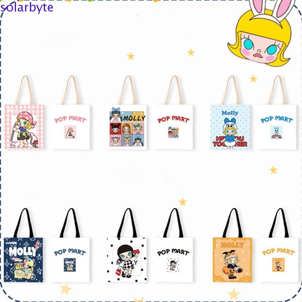 Solarbyte กระเป๋าโท้ทลายการ์ตูน, การพิมพ์ความจุขนาดใหญ่ Pop Mart กระเป๋าถือผ้าใบ, แฟชั่น Molly ...