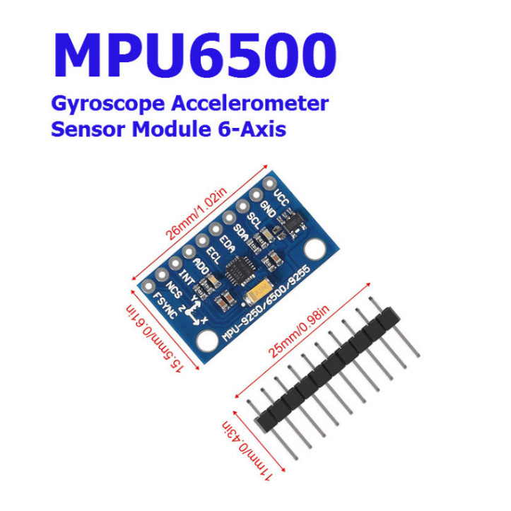 GY-6500 MPU-6500 6-Axis (6DOF) Gyroscope Accelerometer Sensor Module ...