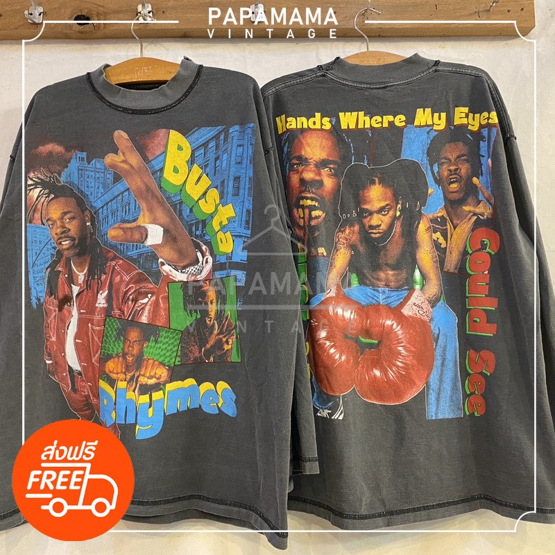 [ Busta Rhymes ] Bio Washed Long Sleeve กลับตะเข็บ tag Bootleg แท้ ...
