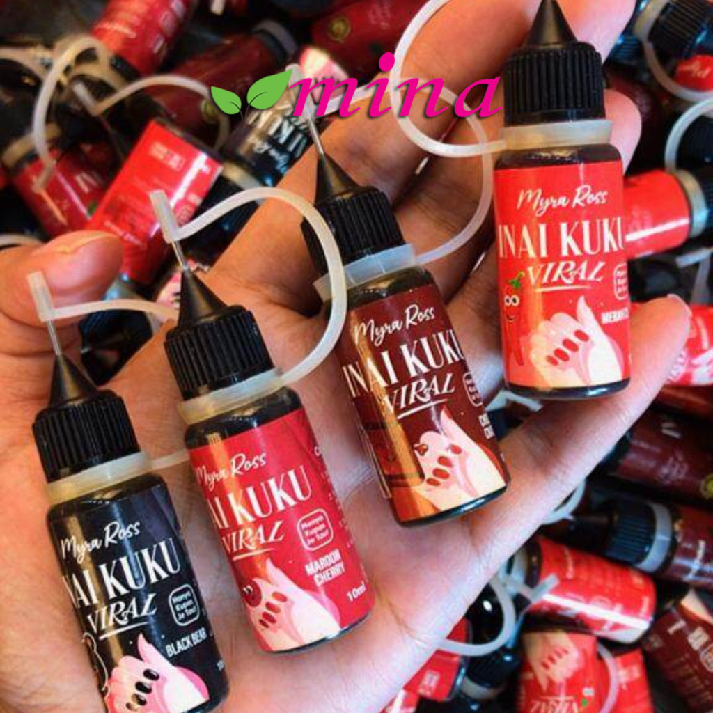 MYRA ROSS Inai Kuku 10ml Viral Henna Nail Maroon Cherry Black Bear ...