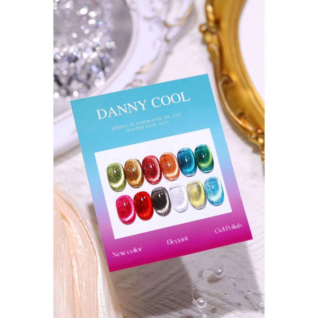 เซ็ตสีเจลลูกแก้ว ยาทาเล็บเจลแคทอายเซต 12 สี แถมชาร์ตสีเร็จรูป DANNY ...
