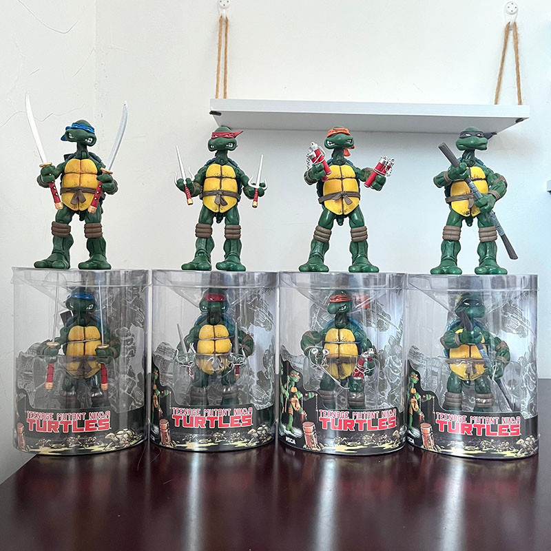 4pcs NECA เต่ารูป Raph Leonardo Donatello Mikey ตัวเลขการกระทํา 14 ซม. ...