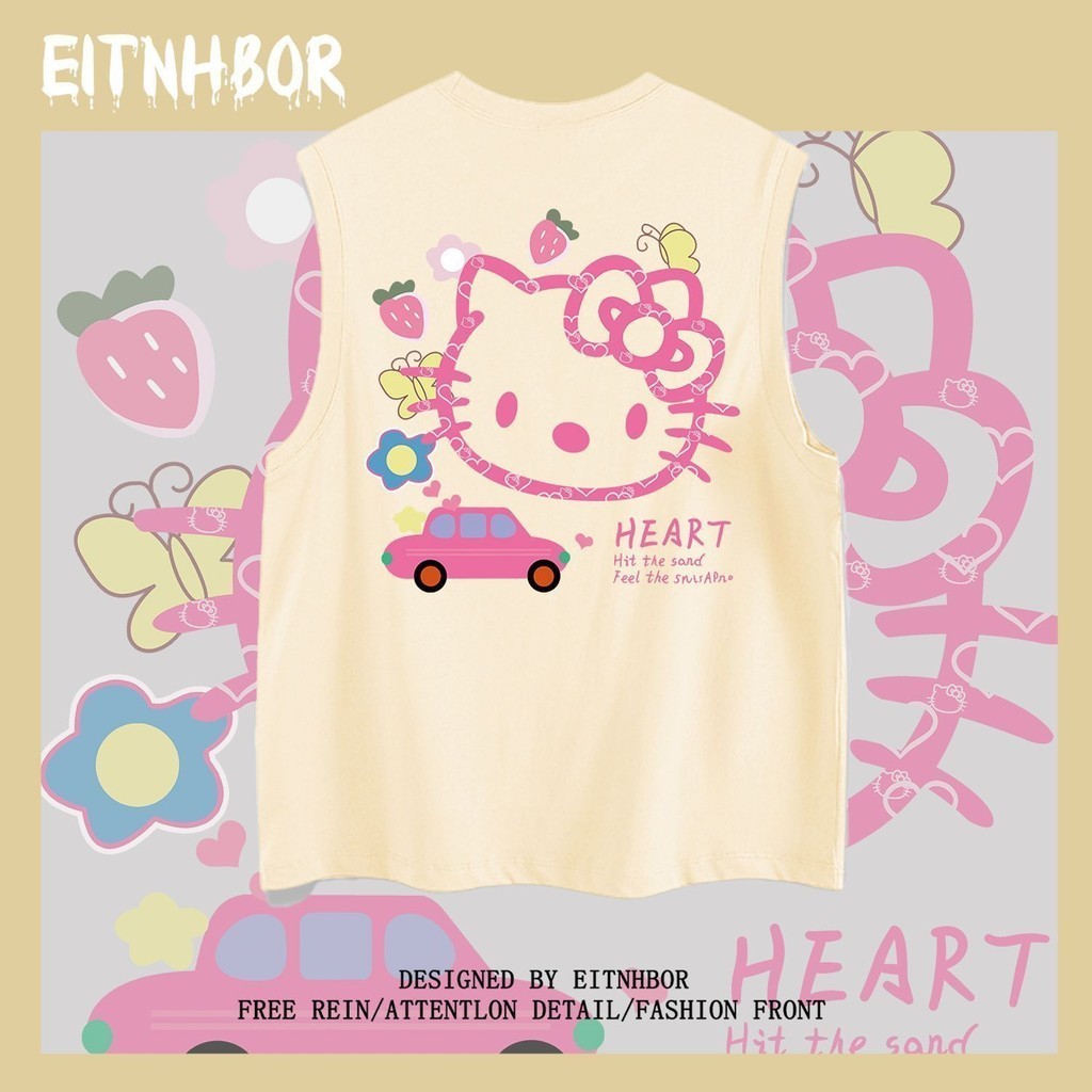 Milyfashion Hello Kitty Preppy สไตล์ Niche ins หวานพิมพ์แขนกุดผู้หญิง ...