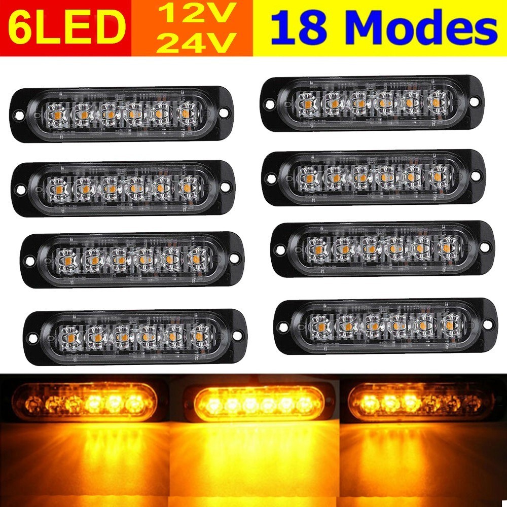 10 ชิ้นรถ SUV รถบรรทุกโคมไฟ Amber 6-LED แฟลช Strobe Light ระวัง | Shopee Thailand