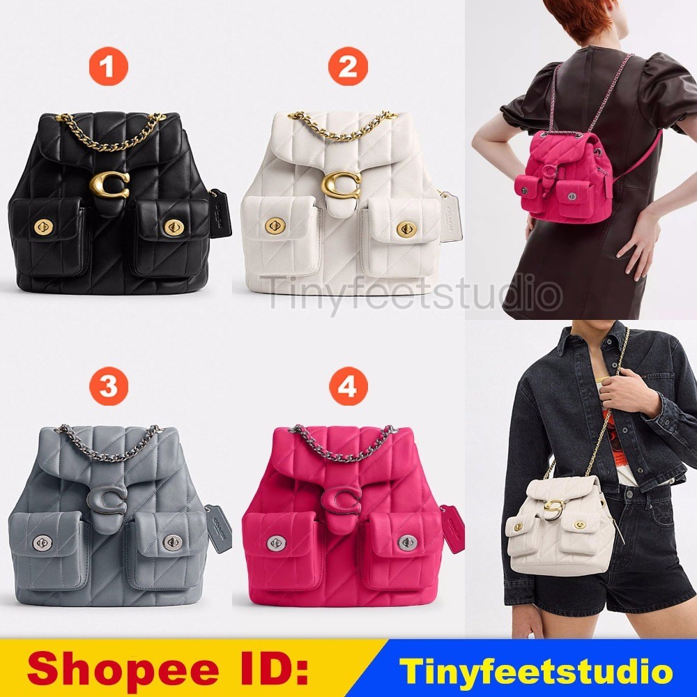 ค่าขนส่งฟรี กระเป๋า COAC H กระเป๋าเป้ หนังแท้ สายสะพายโซ่ ความจุสูง สไตล์คลาสสิก CU076 CU077 ...