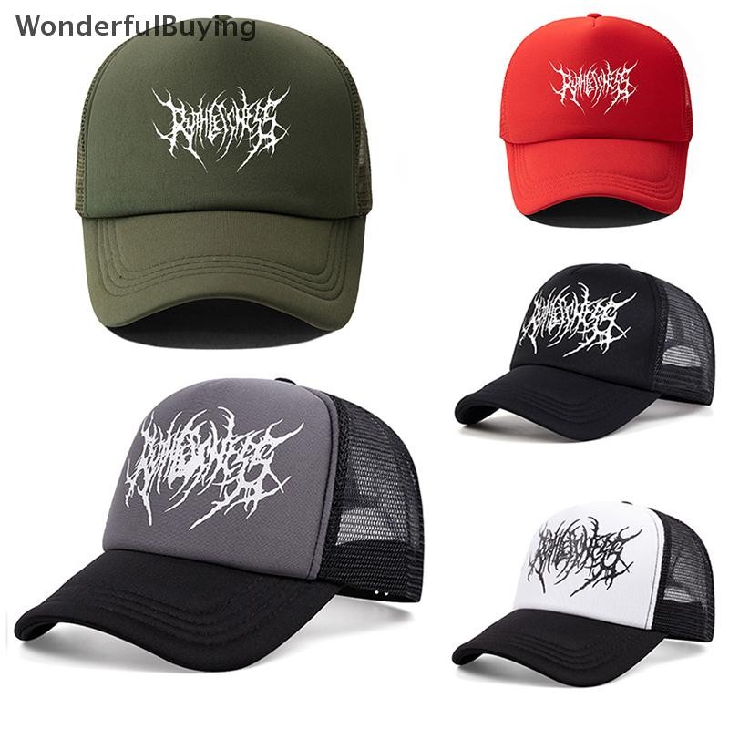 Wbth Gothic ตาข่าย Breathable เบสบอลหมวกเย็บปักถักร้อย Snapback หมวกพ่อ ...