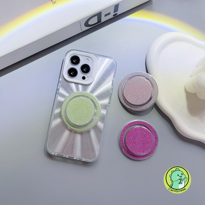 Magnetic Attraction เกาหลีน่ารักแวววาวสีลูกกวาดโปร่งใสโทรศัพท์ Grip Tok Griptok Air Bag Holder ...