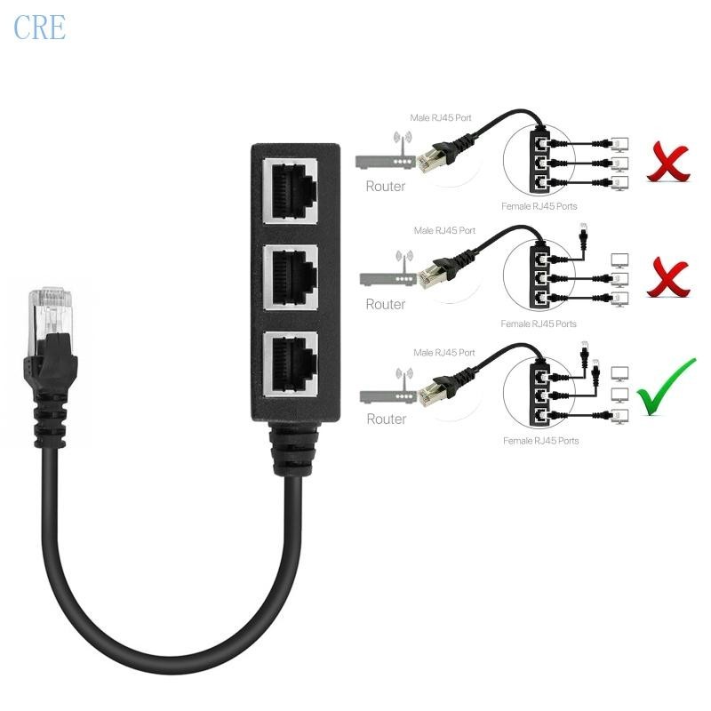 Cre RJ45 Ethernet Splitter Adapter Cable 1 ชายถึง 3 หญิง LAN Connector ...