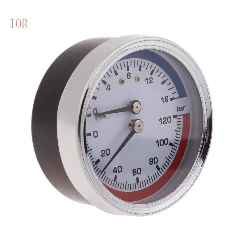 Ior 1 4 นิ้วโลหะ Thermomanometer หม้อไอน้ําเครื่องวัดความดันอุณหภูมิเหล็ก 0-120℃ เครื่องวัดความ ...