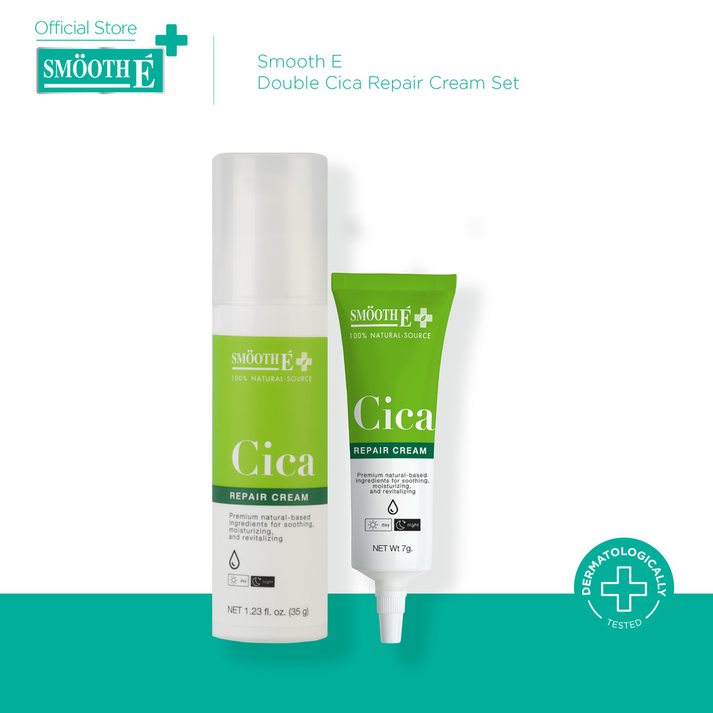 Smooth E Double Cica Repair Cream Set เซ็ตครีมเซรั่ม ลดรอยแดง บรรเทาผิว ...