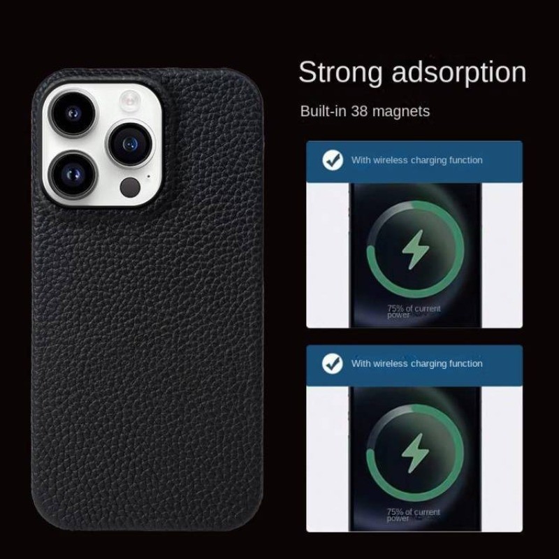 เคสหนังแท ้ สําหรับiPhone 15 Pro Max 15 14Plus 13 Pro 12 Mini 11 Magneticชาร ์ จกล ้ องป ้ องกัน ...
