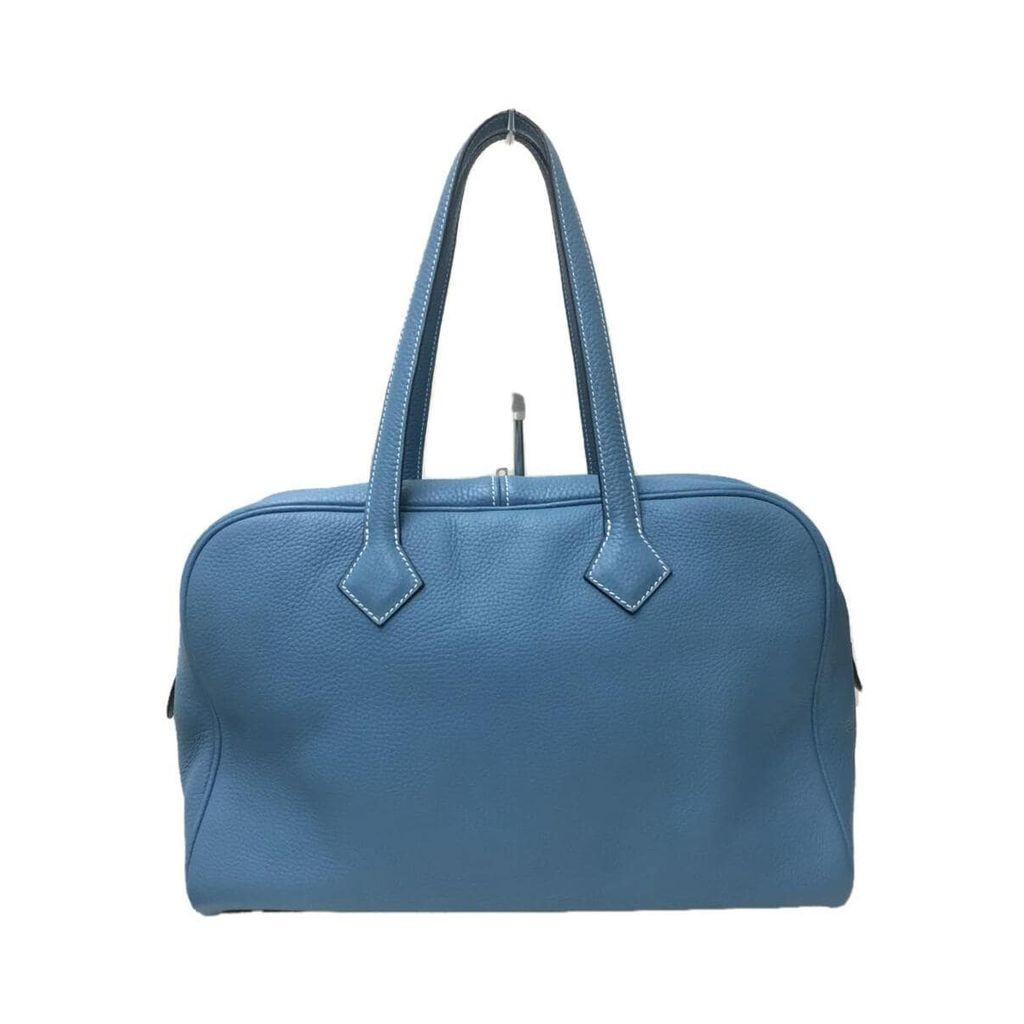 HERMES Boston Bag Victoria Leather Blue Direct from Japan Secondhand ...