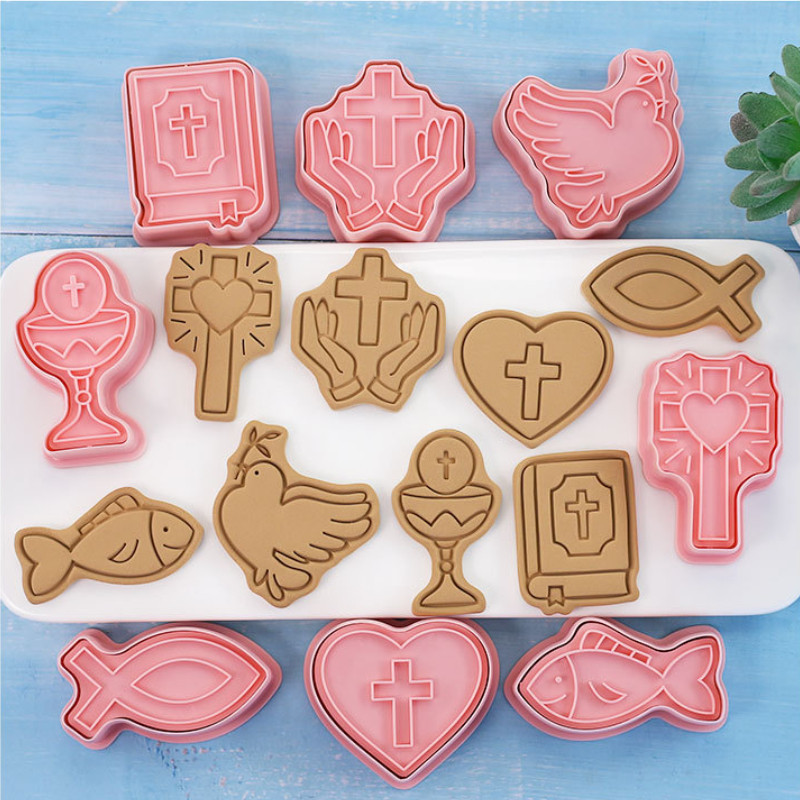8pcs Easter Communion การ์ตูนบิสกิตแม่พิมพ์ Cross Peace Dove Holy Grail ...