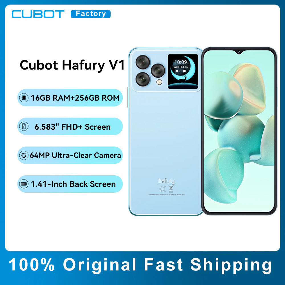 Cubot Hafury V1 สมาร์ทโฟน 16GB (8GB + 8GB)RAM + 256GB ROM Dual หน้าจอ ...