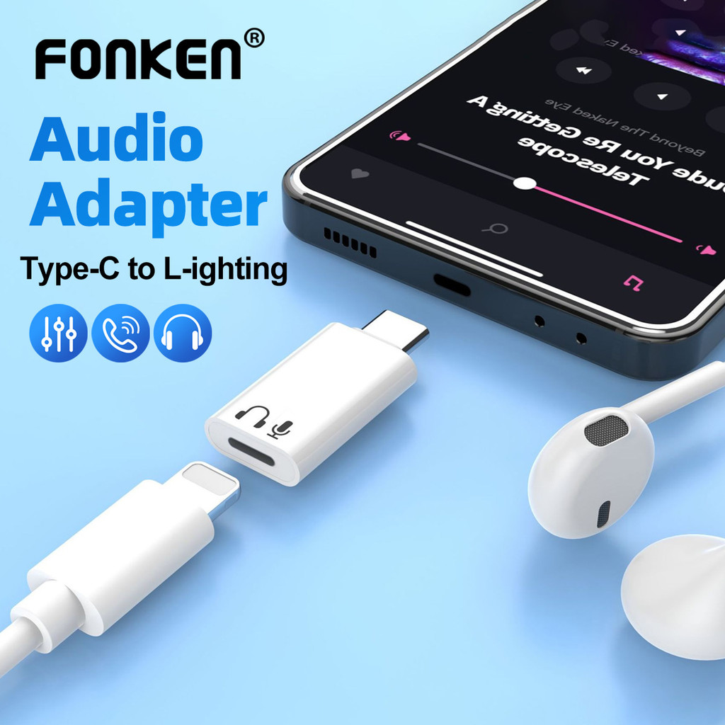 Fonken USB C ถึง iOS Audio Adapter Full-Feature ชุดหูฟังแปลงสายชาร์จ ...