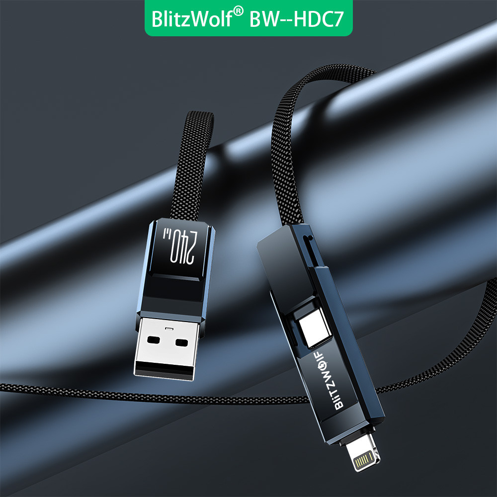 Blitzwolf® Bw-hdc7 4-in-1 Fast สายชาร์จ PD240W 1.2M USB-C Data Cable Nylon Braided Extended Car ...