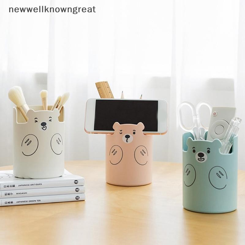 ใหม่wellknowngreat ที่ใส่ปากกาหมีการ์ตูนน่ารัก Round Desktop Organizer ...