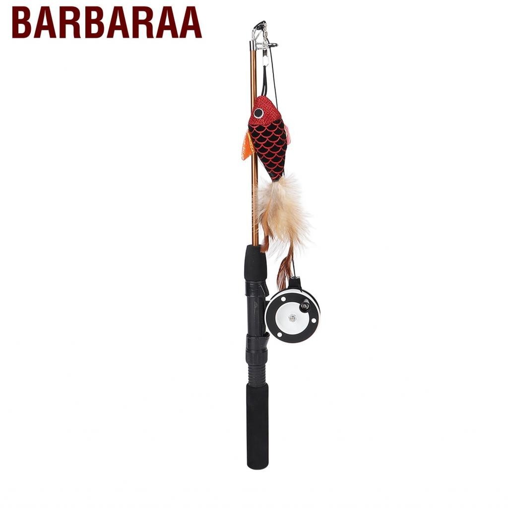 Barbaraa แมวตกปลาขั้วโลกของเล่นกัดความต้านทาน Feather Teaser Wand ...