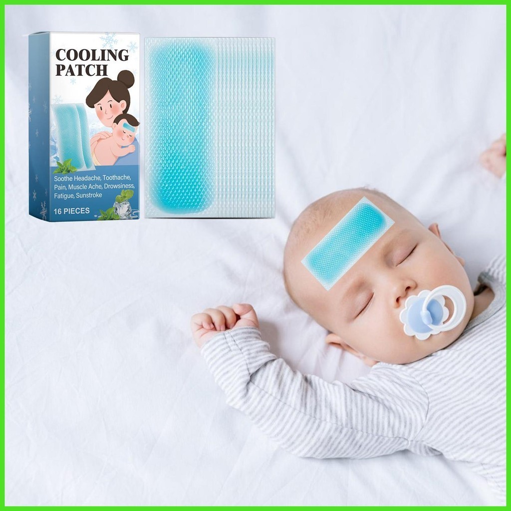 หน้าผาก Ice Patch 16 แผ่น Fever Cooling Pads สําหรับเด็ก Mild Fever ...