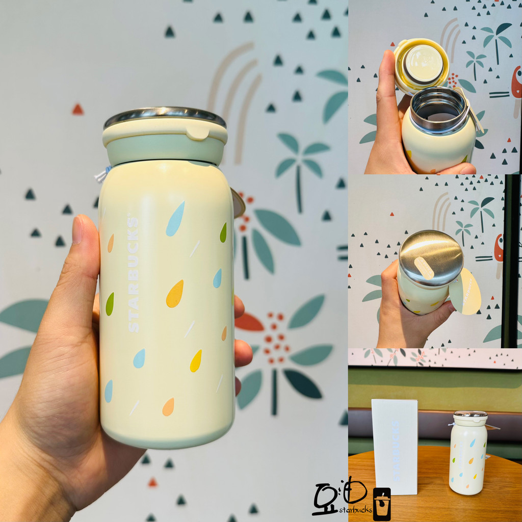 Ins Cup Starbucks Cup 2024 Rainy Series ครีมสีเหลืองหลากสี Raindrops ...