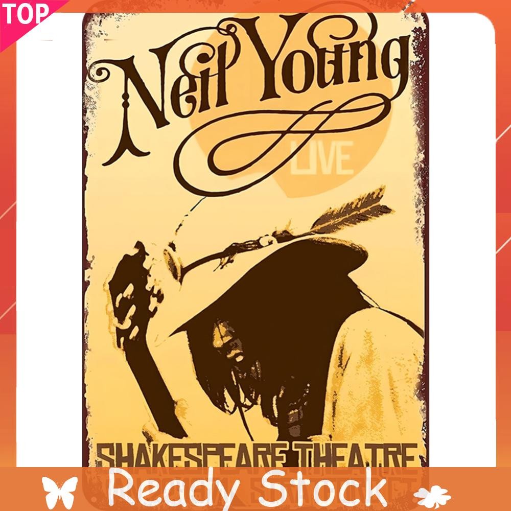 Vintage Metal Plate Neil Young ภาพวาดเหล็กสี่เหลี่ยม Wall Bar ...