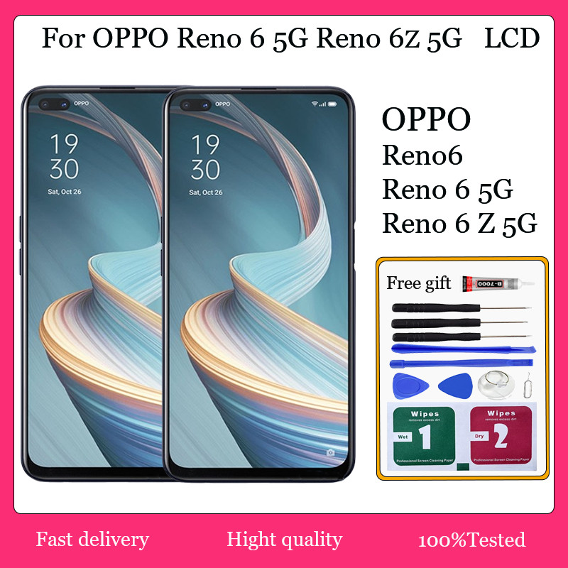 Original AMOLED สําหรับ OPPO Reno 6 4G Reno 6 5G Reno 6z 5G จอแสดงผล ...