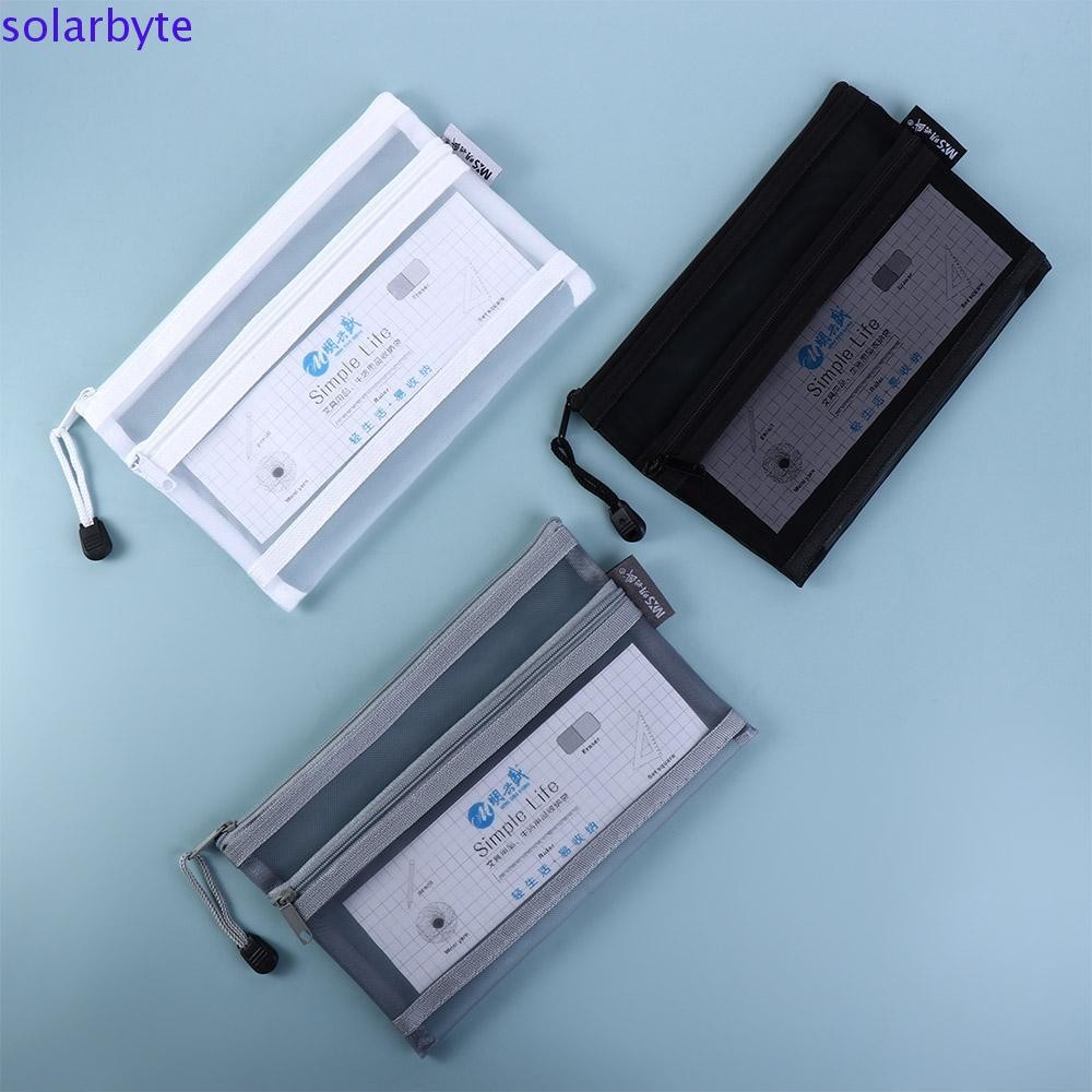 Solarbyte แฟ้มโฟลเดอร์ Double Simple Nylon Pencil Case กล่องปากกา Office Document School เครื่อง ...