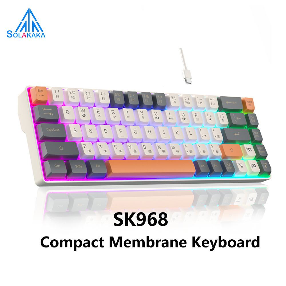 SOLAKAKA SK968 68Keys Wired RGB Membrane Keyboard Colorful Keycaps with ...