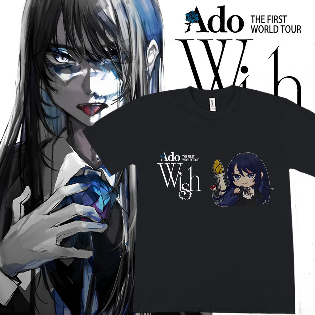 T-Shirt2024 Ado THE FIRST WORLD TOUR ''Wish'' พิมพ์เสื้อยืดสำหรับผู้ชาย ...