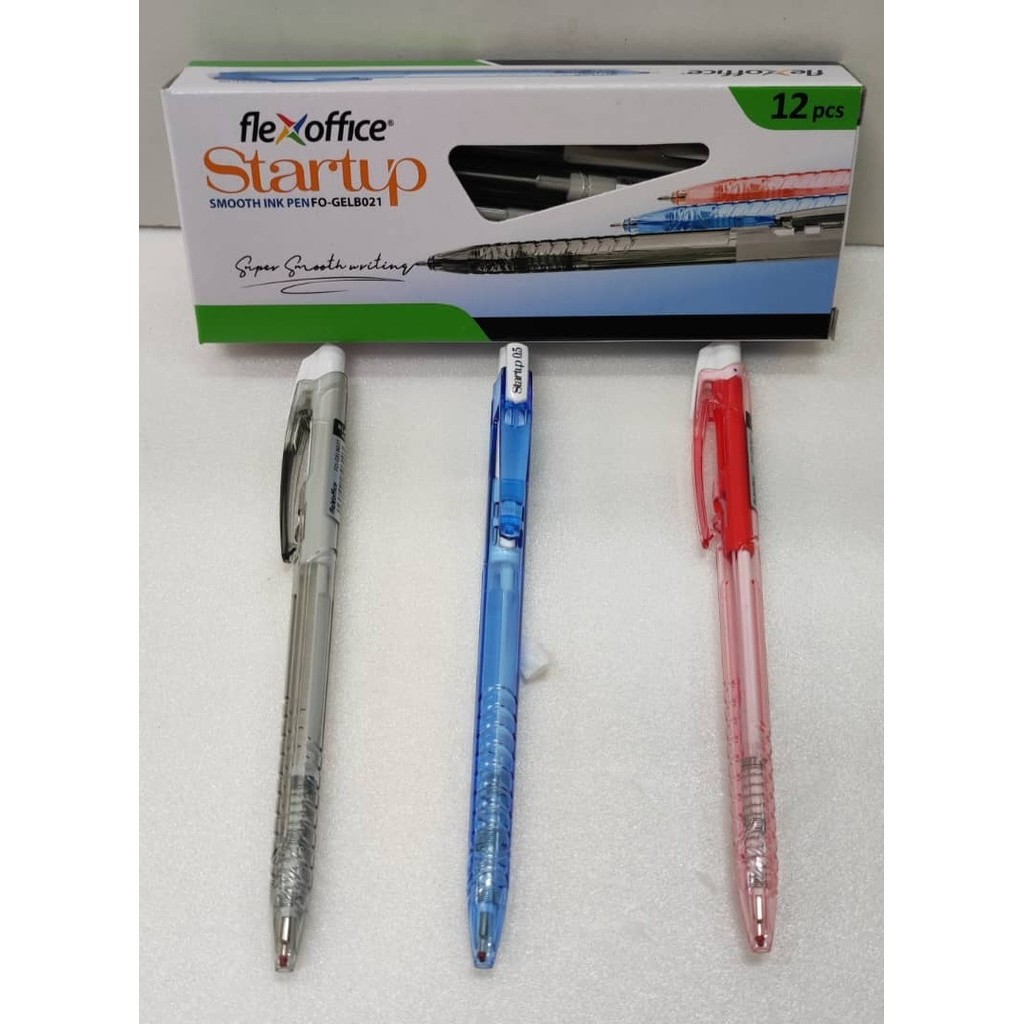 ( 12 ชิ ้ น / กล ่ อง ) - Flexoffice Startup Retractable Ball Pen 0.5 มม . / ( Pen Mata Bulat 0. ...