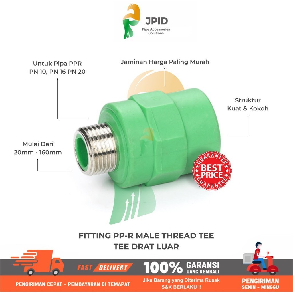 ข้อต่อเกลียวนอก PPR 25x3/4" | ซก ดาร์ท ตัวนอก 25มม. x 3/4" นิ้ว | Shopee Thailand