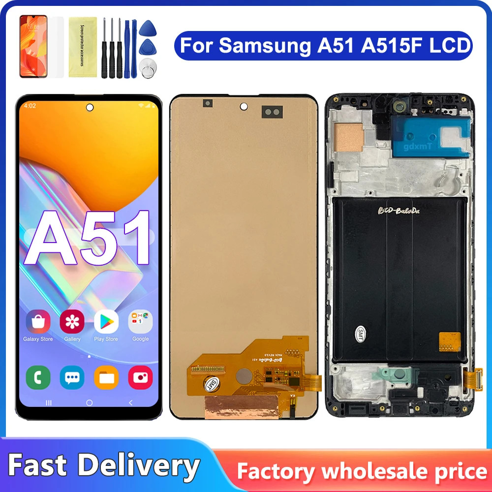 SAMSUNG Amoled A51 พร้อมกรอบ,สําหรับSamsung A51 A515 A515F A515Wจอแสดง ...