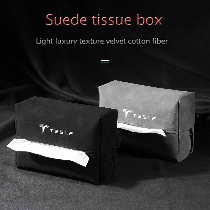 Tesla Car Install Soft Leather Tissue Box Paper Drawing Box Armrest Car ...