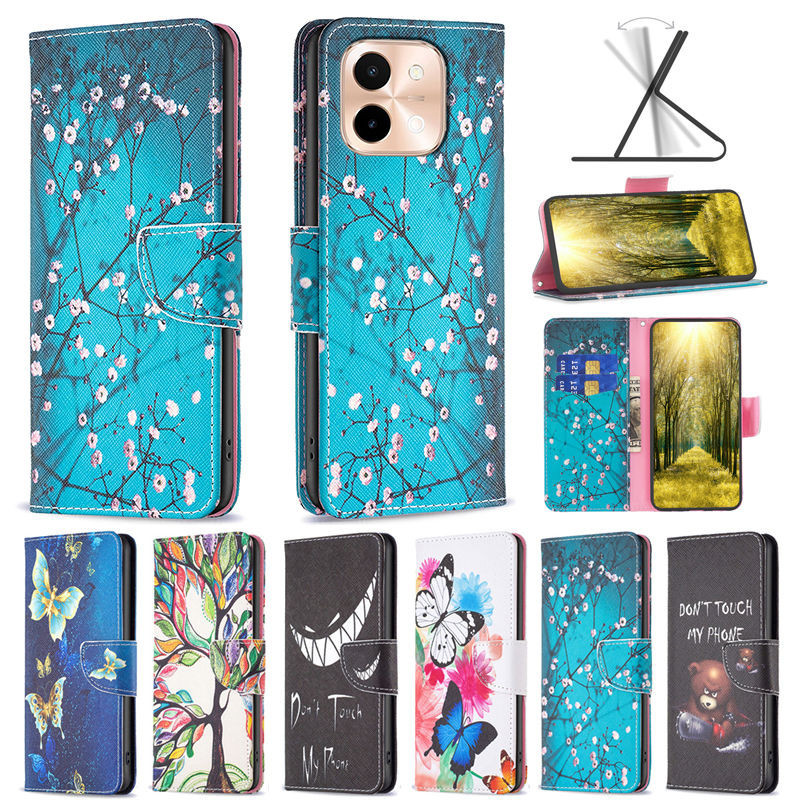 ทาสีหนังสําหรับ Vivo Y28 4G กรณี V2352 กระเป๋าสตางค์ฝาครอบโทรศัพท์ ...